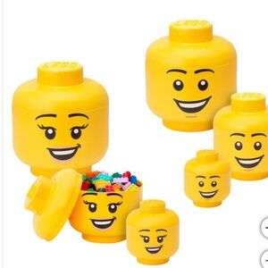 Lego | Toys | Lego Storage Head Set 6pieces Hapoy Boy Happy Girl | Poshmark